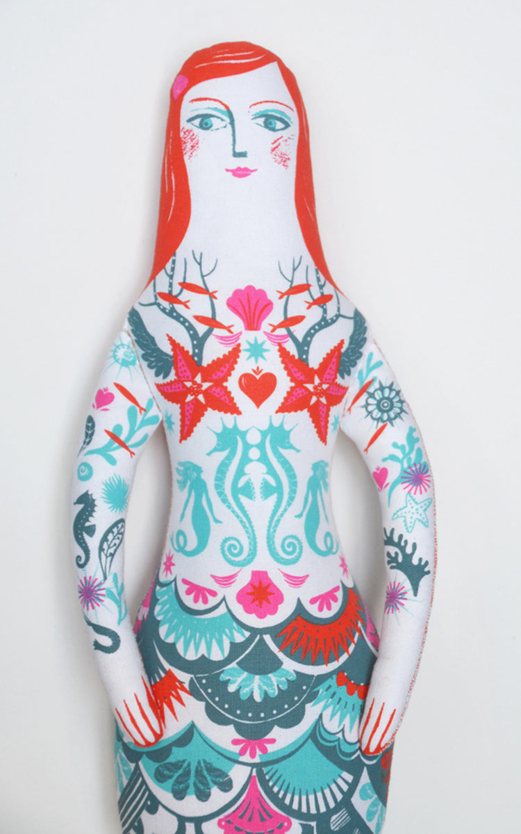 Meryl The Mermaid Tea Towel / Cut and Sew Kit - A silkscreen design by ...